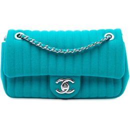 Chanel Hobo Bags - Mini Vertical Quilted Jersey Single Flap - Gr. unisize - in Blau - f&uuml;r Damen