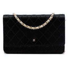 Chanel Hobo Bags - Bicolor Satin Diamond Stitch Wallet On Chain - Gr. unisize - in Schwarz - f&uuml;r Damen