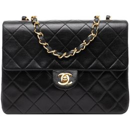 Chanel Hobo Bags - Square Quilted Lambskin Single Flap - Gr. unisize - in Schwarz - f&uuml;r Damen