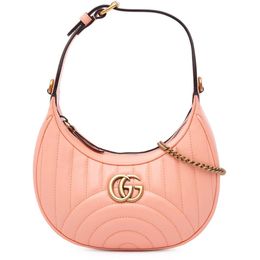 Gucci Hobo Bags - Mini Matelasse Leather GG Marmont Half Moon Hobo - Gr. unisize - in Gold - f&uuml;r Damen