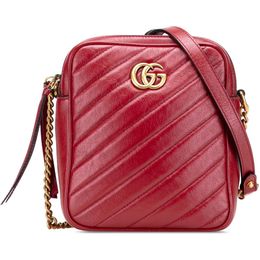 Gucci Hobo Bags - GG Marmont Matelasse Leather Double Zip Crossbody - Gr. unisize - in Rot - f&uuml;r Damen