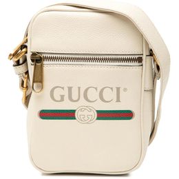 Gucci Hobo Bags - Mini Grained Calfskin Logo Crossbody - Gr. unisize - in Wei&szlig; - f&uuml;r Damen