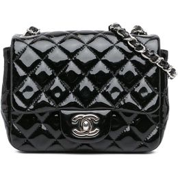 Chanel Hobo Bags - Mini Square Classic Patent Single Flap - Gr. unisize - in Schwarz - f&uuml;r Damen