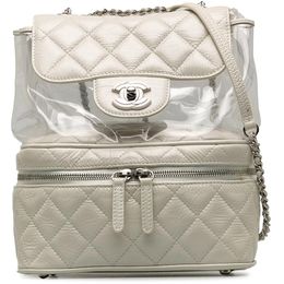 Chanel Rucks&auml;cke - Quilted Lambskin and PVC Aquarium Backpack - Gr. unisize - in Wei&szlig; - f&uuml;r Damen
