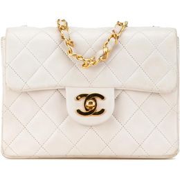 Chanel Hobo Bags - Mini Square Classic Lambskin Single Flap - Gr. unisize - in Wei&szlig; - f&uuml;r Damen