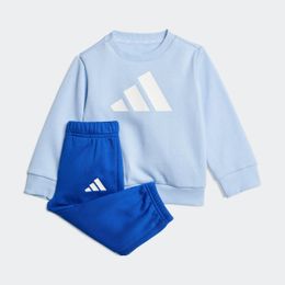 Trainingsanzug adidas Sportswear "I BL FL JOG 240", M&auml;dchen, Gr. 92, blau (glow blau, wei&szlig;), Obermaterial: 70% Baumwolle, 30% Polyester, Sportanz&uuml;ge Trainingsanzug