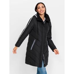 Heine Witt Damen Steppmantel mit Teddy-Fleece innen, schwarz, Gr&ouml;&szlig;e 48