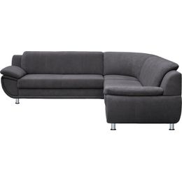 Ecksofa Trendmanufaktur "Rondo wahlweise mit Schlaffunktion, bequeme Armlehnen, Bestseller", grau (anthrazit), B:267cm H:85cm T:247cm, Microfaser PRIMABELLE (100% Polyester);Kunstleder SOFTLUX;Struktur (54% Polyacryl, 46% Polyester);NaturLEDER (echtes Rindsleder) in Sitz und R&uuml;cken, Korpus Kunstleder SOFTLUX, Sofas, Ecksofa, L-Form, wahlw.mit Federkern, F&uuml;&szlig;e chromfarben, Unser Dauertiefpreis, Tops