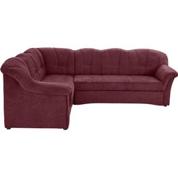 Ecksofa DOMO collection "Papenburg B/T/H: 242/190/84 cm L-Form", lila (beere), B:242cm H:84cm T:190cm, Struktur ( 90% Polyester, 10% Polyacryl);Microfaser PRIMABELLE (100% Polyester);Kunstleder SOFTLUX;Luxus-Microfaser (100% Polyester), Sofas, Ecksofa, wahlweise mit Bettfunktion, Langer Schenkel links oder rechts