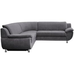 Ecksofa Trendmanufaktur "Rondo wahlweise mit Schlaffunktion, bequeme Armlehnen, Bestseller", grau (anthrazit), B:267cm H:85cm T:247cm, Microfaser PRIMABELLE (100% Polyester);Kunstleder SOFTLUX;Struktur (54% Polyacryl, 46% Polyester);NaturLEDER (echtes Rindsleder) in Sitz und R&uuml;cken, Korpus Kunstleder SOFTLUX, Sofas, Ecksofa, L-Form, wahlw.mit Federkern, F&uuml;&szlig;e chromfarben, Unser Dauertiefpreis