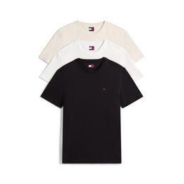 T-Shirt Tommy Jeans "TJM XSLIM 3 PACK TEE", Herren, Gr. S, ecru, desert sand dune, schwarz, Single Jersey, Obermaterial: 100% Baumwolle, unifarben, slim fit normal, Rundhals, eingesetzt abgesteppte Kante, Shirts T-Shirt, Mit Rundhalsausschnitt