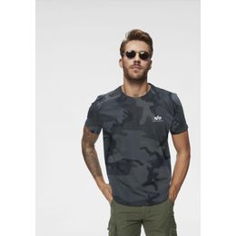 Rundhalsshirt Alpha Industries "BASIC T SMALL LOGO", Herren, Gr. XXL, schwarz (schwarz, tarnfarben), Single Jersey, Obermaterial: 100% Baumwolle, bedruckt, schmal normal, Rundhals, eingesetzt gerader Abschluss, Shirts Rundhalsshirt, Baumwolle, regular fit