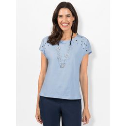 Rundhalsshirt Inspirationen "Shirt", Damen, Gr. 46, blau (eisblau), 100% Baumwolle, unifarben, Rundhals, Shirts Rundhalsshirt