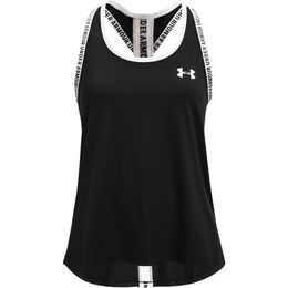 Trainingstop Under Armour "TECH KNOCKOUT TANK", M&auml;dchen, Gr. XL, schwarz (schwarz 001), Web, Obermaterial: 90% Polyester, 10% Elasthan, unifarben mit Farbeinsatz, tiefer Rundhals, Tops, &auml;rmelloses Design, lockere Passform, f&uuml;r Fitness und Workout