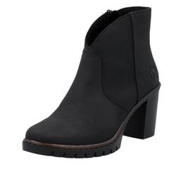 Ankleboots Rieker, Damen, Gr. 42, schwarz, Nubuklederimitat, unifarben, Schuhe Stiefelette Ankleboots, Stiefelette, Plateauboots, Blockabsatz, in eleganter Optik