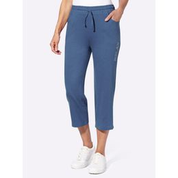 Schlupfhose, Damen, Gr. 44, Normalgr&ouml;&szlig;en, blau (jeansblau), 100% Baumwolle, unifarben, Hosen Schlupfhose