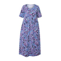 Ulla Popken Kleid Damen Gr&ouml;&szlig;e 50/52 blau / marine / helllila Winterkleid
