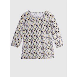 3/4-Arm-Shirt Classic Basics "3/4-Arm-Shirt", Damen, Gr. 38, bunt (flieder, reseda, bedruckt), 100% Baumwolle, bedruckt, gemustert, mehrfarbig, Rundhals, Shirts 3/4-Arm-Shirt