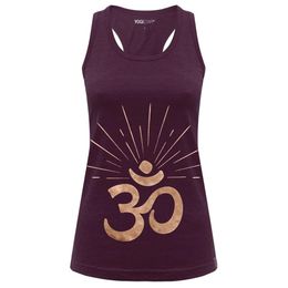 YOGISTAR.COM Sporttop 'Om Sunray' Damen Gr&ouml;&szlig;e S gold / dunkellila