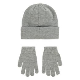 Nike Sportswear Jungen Beanie "und Handschuhe Set NAN FUTURA BEANIE/GLOVE SET"dk grau heath, Strick, Kunstfaser, M&uuml;tzen, aus Polyacryl, Polyester und