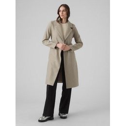 V&eacute;ro Moda Langmantel VERO MODA "VMFORTUNEAYA SS23 LONG COAT NOOS", Damen, Gr. S, silber (silber detail:melange), Web, Obermaterial: 100% Polyester, meliert, knieumspielend, V-Ausschnitt, M&auml;ntel