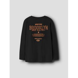 name it Jungen T-Shirt "NKMLAYTON LS NREG TOP BOX", schwarz, Gr. 122, bedruckt, Jersey, Obermaterial: 100% Baumwolle, Shirts