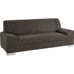2,5-Sitzer DOMO collection, B:214cm H:85cm T:93cm, grau, Sofas, "Anzio kubisches Design, flache Armlehnen, Breite 214cm", Mit Federkern
