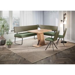 Eckbankgruppe Home Affaire "Gabi Essecke, Sitzgruppe, Eckbankgruppe, K&uuml;chenbankgruppe", dunkelgr&uuml;n, gr&uuml;n, schwarz, B:214cm H:87cm T:164cm, MDF, Massivholz, Metall, Polyester, Spanplatte, Sitzm&ouml;bel-Sets, Eckbankgruppe, Gestell aus matt-schwarzem Flachmetall, stabil, 2-Stoff-Design