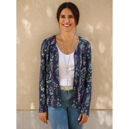 Shirtjacke Classic Basics "Shirtjacke", Damen, Gr. 40, bunt (marine, altrosa, bedruckt), 100% Baumwolle, bedruckt, gebl&uuml;mt, gemustert, mehrfarbig, V-Ausschnitt, Shirts Shirtjacke