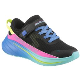 Sneaker Skechers "WAVE 92", M&auml;dchen, Gr. 31, schwarz (schwarz multi), Lederimitat, Textil, kontrastfarbene Details, Schuhe Sneaker, Halbschuh mit Klettverschluss, Gr&ouml;&szlig;enschablone zum Download