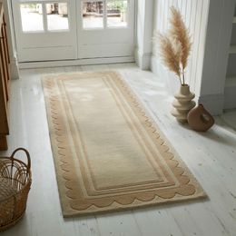 L&auml;ufer FLAIR RUGS, B:80cm H:10mm L:230cm, beige, Kunstfaser, Wolle, Flur, Teppiche, "Lois mit Jakobsmuschelbord&uuml;re", mit Jakobsmuschelbord&uuml;re