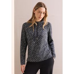 Cecil Damen Langarmshirt, blau, Gr. XXL, gemustert, Stoff, 65% Polyester, 32% Viskose, 3% Elasthan, Shirts, aus elastischem Materialmix