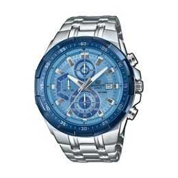 CASIO EDIFICE Kinder Chronographsilberfarben, blau, Armbanduhren, Quarzuhr, Armbanduhr, Herrenuhr, Edelstahlarmband, analog, Tag