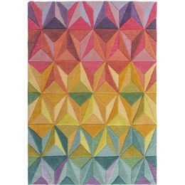 Wollteppich FLAIR RUGS, B:120cm H:10mm L:170cm, bunt, Wolle, Wohnzimmer, Teppiche, "Reverie", Geometrischer Teppich Reverie aus Wolle