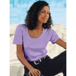Rundhalsshirt Casual Looks "Shirt", Damen, Gr. 38, lila (lavendel), 100% Baumwolle, unifarben, Rundhals, Shirts Rundhalsshirt