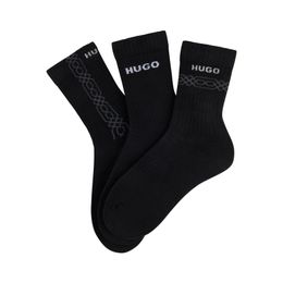 HUGO UNDERWEAR Herren Kurzsocken, Gr. 43schwarz, Baumwollmischung, Rippstruktur, Socken, Logoschriftzug, grafisches Muster