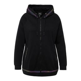 Ulla Popken Zip-Up Hoodie female Black size 58-60