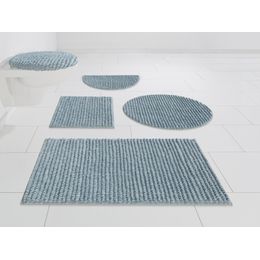 Badematte my home, H:15mm, blau, Materialmix, Badematten, "Renat, Badvorleger, Badezimmer Teppich, Scandi", Badteppich, Badgarnitur, Chenille-Optik,