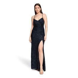 Abendkleid Vera Mont "Damen figurbetont", Damen, Gr. 36, Normalgr&ouml;&szlig;en, blau (night sky), Obermaterial: 95% Polyester, 5% Elasthan. Futter: 100% Polyester, figurbetont lang, V-Ausschnitt, Kleider Abendkleid