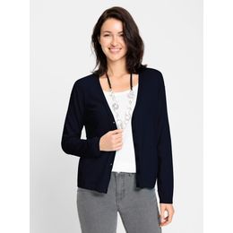 Strickjacke Inspirationen, Damen, Gr. 36, blau (marine), 50% Viskose, 25% Polyester, 25% Polyamid, unifarben, Strickjacken Strickjacke