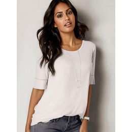 T-Shirt Inspirationen "Shirt", Damen, Gr. 36, wei&szlig; (ecru), 95% Viskose, 5% Elasthan, unifarben, Rundhals, Shirts T-Shirt