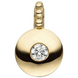 Jobo Damen Kettenanh&auml;nger "Kleiner Anh&auml;nger rund 8 mm", SI = kleine Einschl&uuml;sse, Diamanten Gelbgold 585gelbgold 585, Diamanten, Gelbgold 585,