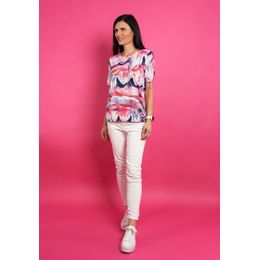 Seidel Moden Damen Kurzarmshirtlachs,33, Gr. 52, bedruckt, Jersey, Obermaterial: 94% Viskose, 6% Elasthan, Shirts, mit All-Over Print, MADE IN GERMANY