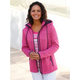 Fleecejacke Casual Looks, Damen, Gr. 38, pink (fuchsia, meliert), 100% Polyester, meliert, Jacken Fleecejacke
