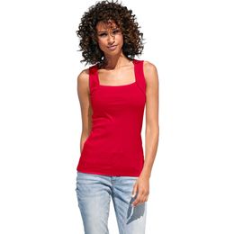 Shirttop Heine, Damen, Gr. 46, rot, 100% Baumwolle, unifarben, eckiger Ausschnitt, Tops Shirttop