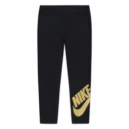 Nike Sportswear M&auml;dchen Leggings "NKG CLUB HBR HIGH RISE LEGGING"schwarz, metalli, Gr. 116, Obermaterial: 94% Baumwolle, 6% Elasthan, Hosen, f&uuml;r