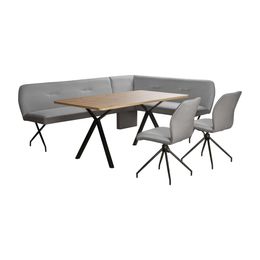 Eckbankgruppe Home Affaire, B:241cm H:87cm T:177cmgrau, grau, schwarz, Massivholz, Metall, Polyester, Spanplatte, Sperrholz, Esszimmer,