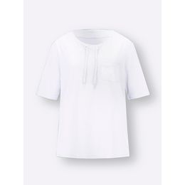 Kurzarmshirt Classic Basics "Kurzarm-Shirt", Damen, Gr. 38, wei&szlig;, 100% Baumwolle, bedruckt, gemustert, metallic, Rundhals, Shirts