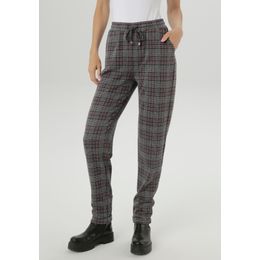Damen Schlupfhose, blau, Gr. 36, Aniston SELECTED, kariert, Obermaterial: 75% Polyester, 23% Viskose, 2% Elasthan, Hosen, mit zwei Eingriffstaschen