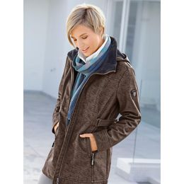 Softshelljacke Casual Looks, Damen, Gr. 18, braun (braun, meliert), 94% Polyester, 6% Elasthan, unifarben, figurumspielend, Jacken Softshelljacke